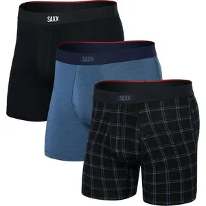 SAXX Assorted 3-pack Vibe Xtra Super Soft Boxer Briefs Window Pane/dark Denim/black