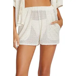 PQ SWIM Drew Metallic Sheer Shorts - Biscotti