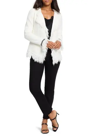 NIC+ZOE Fringe Knit Jacket - Classic Cream