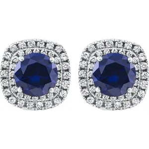 BLISS DIAMOND 14k Gold 2.65ct Sapphire And Lab Grown Diamond Stud Earrings - 14k White Gold