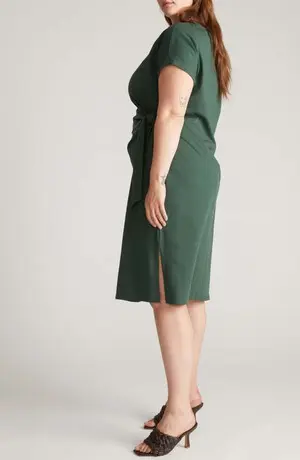 Universal Standard Crescent Knot T-shirt Dress - Dark Green