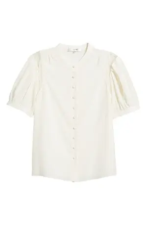 FRAME Lace Inset Silk Shirt - Cream