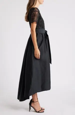 Pisarro Nights Beaded Bodice Taffeta Gown