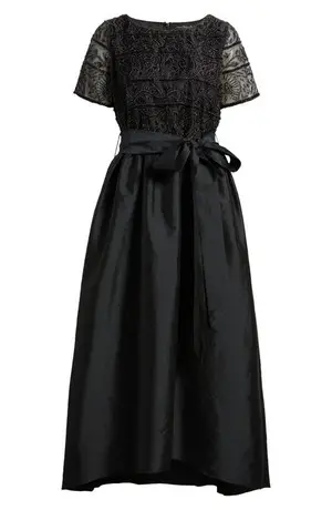 Pisarro Nights Beaded Bodice Taffeta Gown