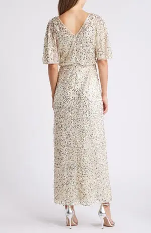 Pisarro Nights Beaded Capelet Gown
