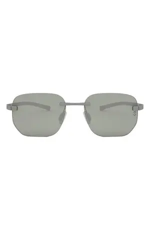 Tag Heuer 55mm Polarized Geometric Sunglasses - Matte Palladium / Green Polar
