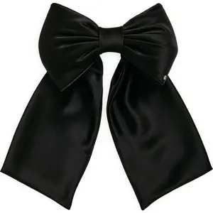 Alexandre De Paris Satin Bow Barrette - Black