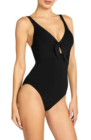Robin Piccone Ava Knot One-piece Swimsuit - Black
