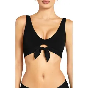 Robin Piccone Ava Knot Front Bikini Top - Black
