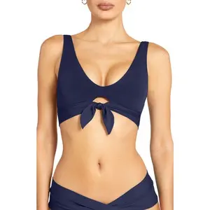 Robin Piccone Ava Knot Front Bikini Top - Navy