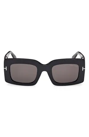TOM FORD Brigitta Rectangular Sunglasses - Black/ Eco / Smoke Lenses