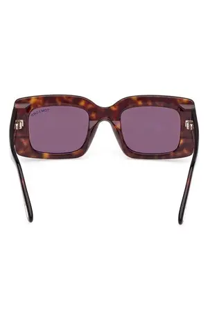 TOM FORD Brigitta Rectangular Sunglasses - Dark Havana Eco / T Logo