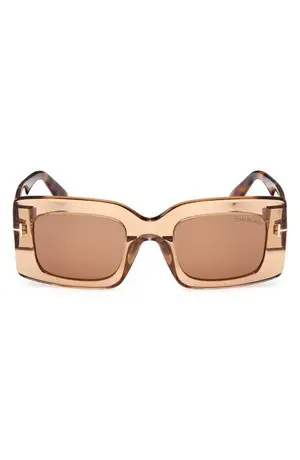 TOM FORD Brigitta Rectangular Sunglasses - Transp Beige/ Brown Lenses