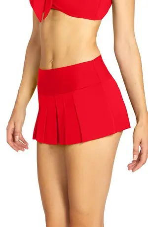 Robin Piccone Ava Skirted Bikini Bottom - Fiery Red