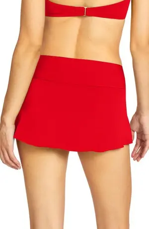 Robin Piccone Ava Skirted Bikini Bottom - Fiery Red