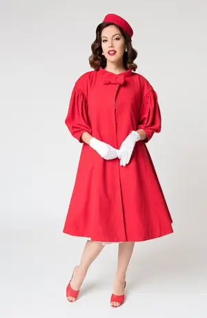 Unique Vintage 1960s Flare Swing Coat - Red