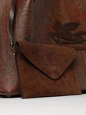 Etro Libra Coated Cotton Paisley Print Tote Bag - Brown