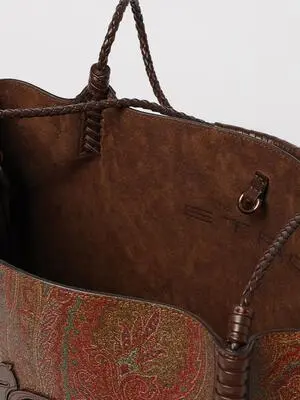 Etro Libra Coated Cotton Paisley Print Tote Bag - Brown