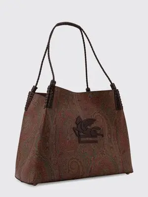 Etro Libra Coated Cotton Paisley Print Tote Bag - Brown