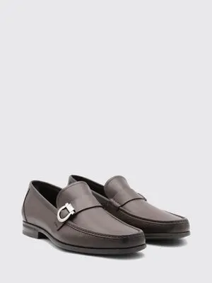 FERRAGAMO Gancini Penny Loafers In Smooth Calf Leather - Brown