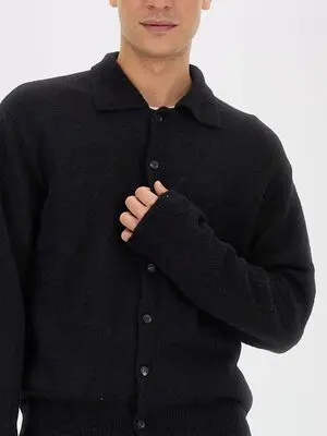 Our Legacy Wool And Alpaca Blend Polo Cardigan - Black