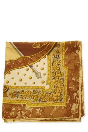 Hermès Multicolor 'carpe Diem' Silk Scarf 90 - Yellow