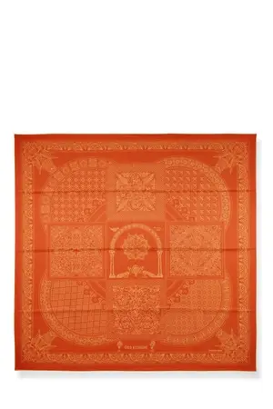 Hermès Multicolor 'ciels Byzantins' Silk Scarf 90 - Orange