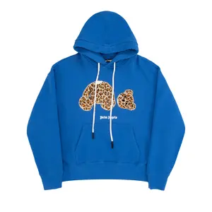 Palm Angels Leopard Bear Hooded Sweatshirt - Blue