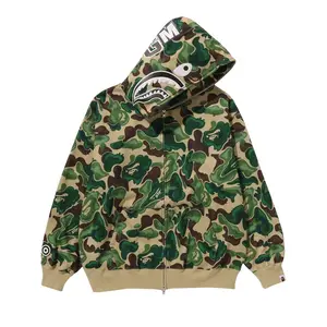 A BATHING APE Art Camo Shark Full Zip Hoodie - Green