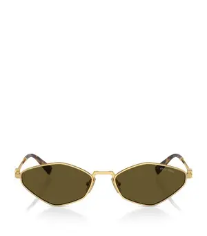 Miu Miu Metal Oval Sunglasses - Gold