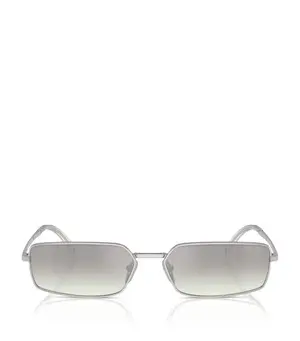 Prada Prada Metal Rectangular Frame Sunglasses Silver