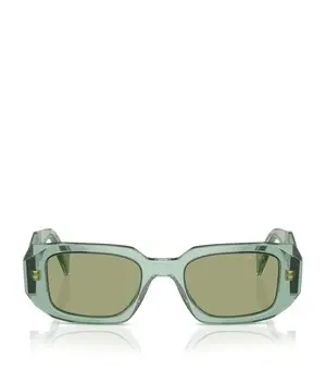 Prada Prada Acetate Rectangular Sunglasses Green
