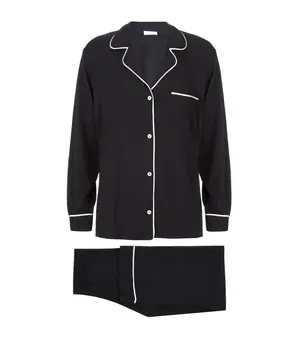 Eberjey Gisele Long Piped Pyjama Set Black