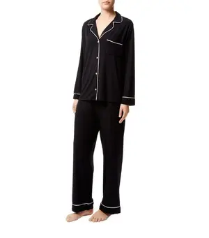 Eberjey Gisele Long Piped Pyjama Set - Black