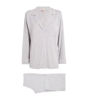 Eberjey Gisele Long Piped Pyjama Set Grey