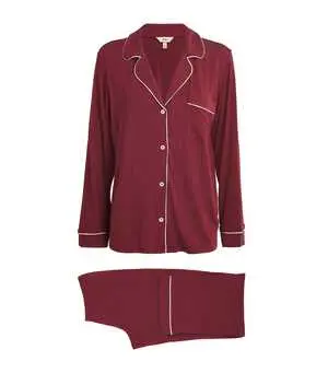 Eberjey Gisele Long Piped Pyjama Set Red