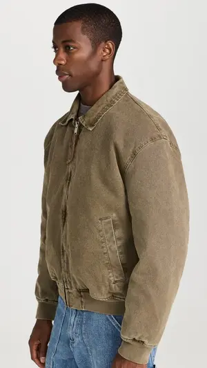 ALEX MILL Flight Jacket In Canvas With Sherpa Collar