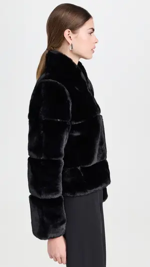 Apparis Sai Faux Fur Short Coat - Noir