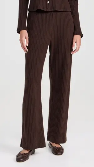 Donni. The Sweater Rib Simple Pants - Espresso