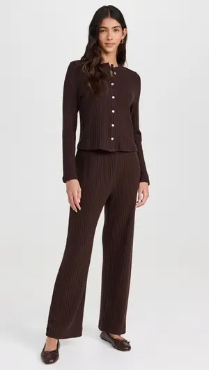 Donni. The Sweater Rib Simple Pants - Espresso