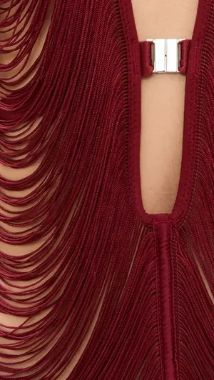 THISTLE AND SPIRE Fringe Benefits Slip Dress - Ruby