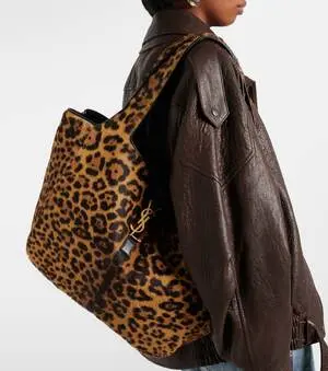 Saint Laurent Le 5 A 7 Bea Leopard-print Shoulder Bag - Brown