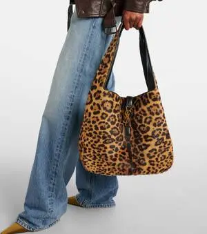 Saint Laurent Le 5 A 7 Bea Leopard-print Shoulder Bag - Brown