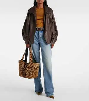 Saint Laurent Le 5 A 7 Bea Leopard-print Shoulder Bag - Brown
