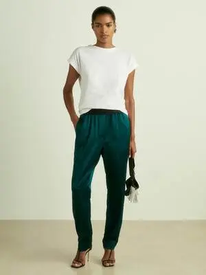 REISS Elea Satin Tapered Trousers