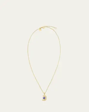 PROCACCIA JEWELRY 18k Hebrew Khaf Initial Tanzanite Necklace - Gold