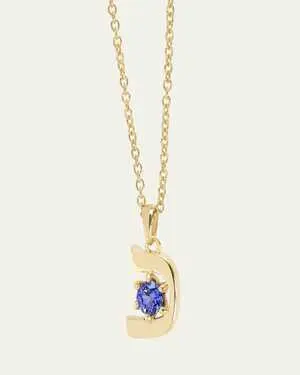 PROCACCIA JEWELRY 18k Hebrew Khaf Initial Tanzanite Necklace - Gold