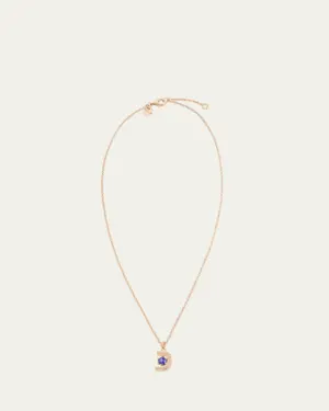 PROCACCIA JEWELRY Procaccia Jewelry 18k Gold Hebrew Khaf Initial Tanzanite Necklace Rose Gold