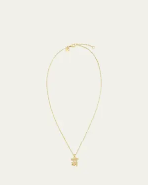 PROCACCIA JEWELRY 18k Hebrew Dalet Yellow Sapphire Initial Pendant Necklace - Gold