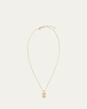 PROCACCIA JEWELRY 18k Hebrew Dalet Yellow Sapphire Initial Pendant Necklace - Rose Gold